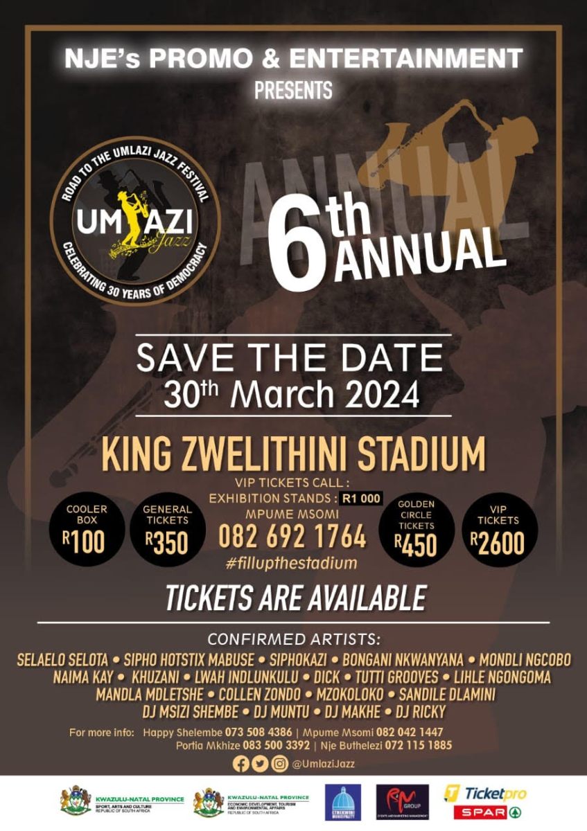 Performing on 30th March 2024 at the 6th Annual Umlazi Jazz festival ...