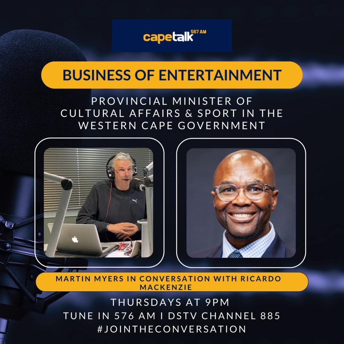 12 Sept Thursday 9pm in studio at CapeTalk is Ricardo Mackenzie ...